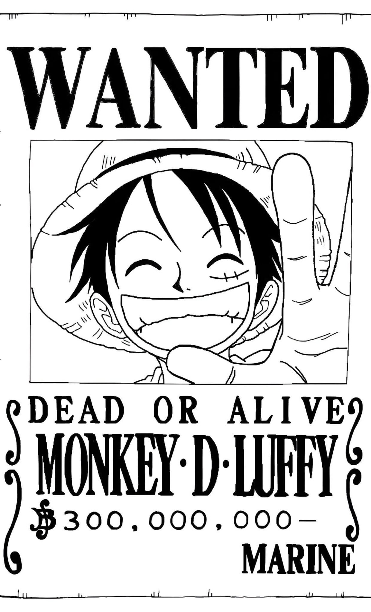 Dibujo Del Cartel De Búsqueda De Luffy De One Piece Para Imprimir Y